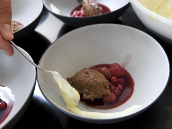 Chocolate Mousse with Red Fruit Jelly and Vanilla Sauce | Chef Reader