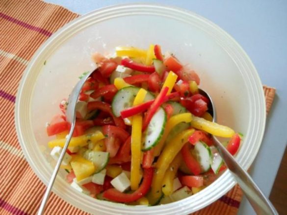 Cucumber and Pepper Ragout with Feta and Salami | Chef Reader