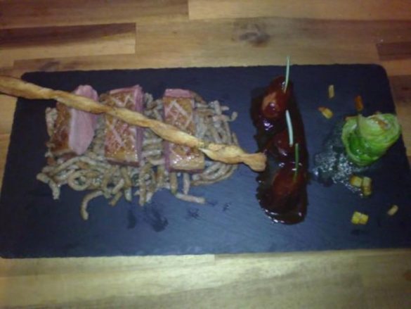 Crispy Duck Breast on Mulled Wine Sauce with Speculoos Spaetzle and ...