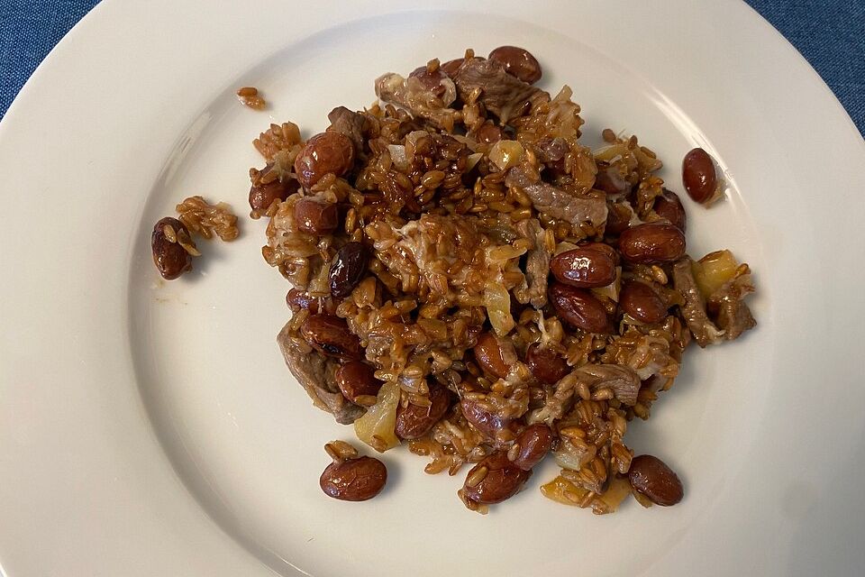 Roman grain risotto "Dolomiti Bellunesi" with Lamon beans, Lamon lamb ...