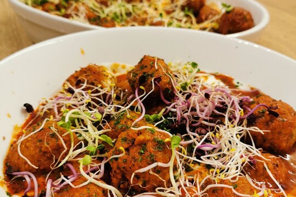 Turkish lentil balls with paprika oil and garlic yogurt | Chef Reader