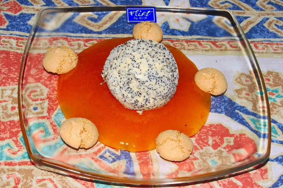 Spicy poppy seed ice cream with rum and apricot sauce | Chef Reader